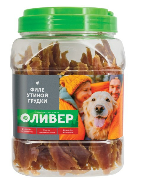 Оливер лакомство для собак всех пород филе утиной грудки - 750 г ...