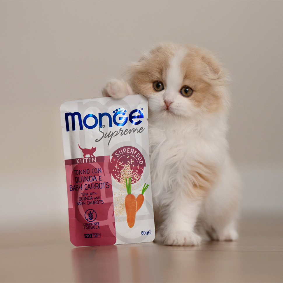 Monge Supreme Kitten влажный корм для котят с тунцом, киноа и мини ...
